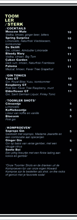 Menukaart - Comedytrain