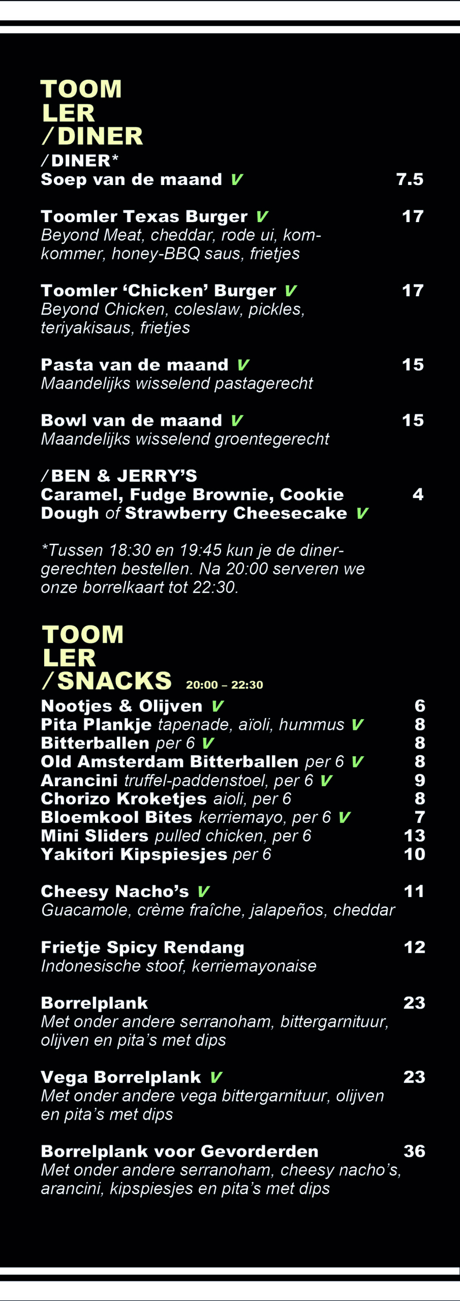 Menukaart - Comedytrain