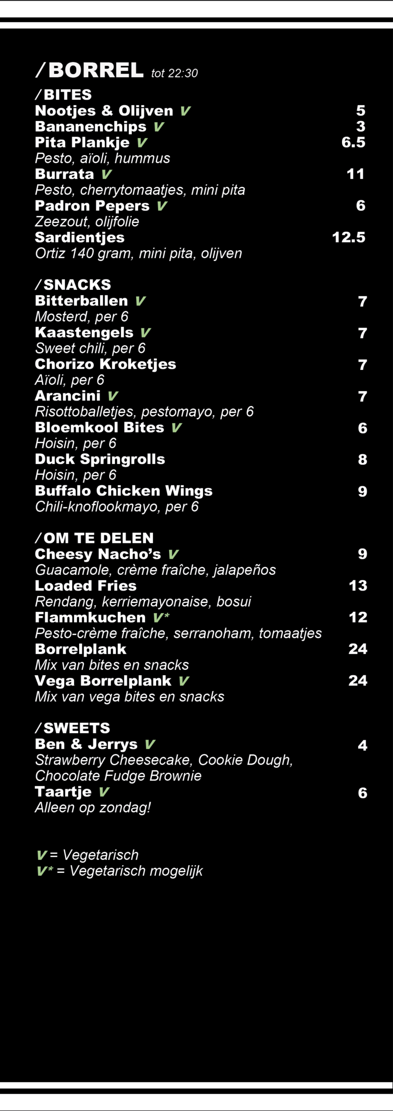 Menukaart - Comedytrain